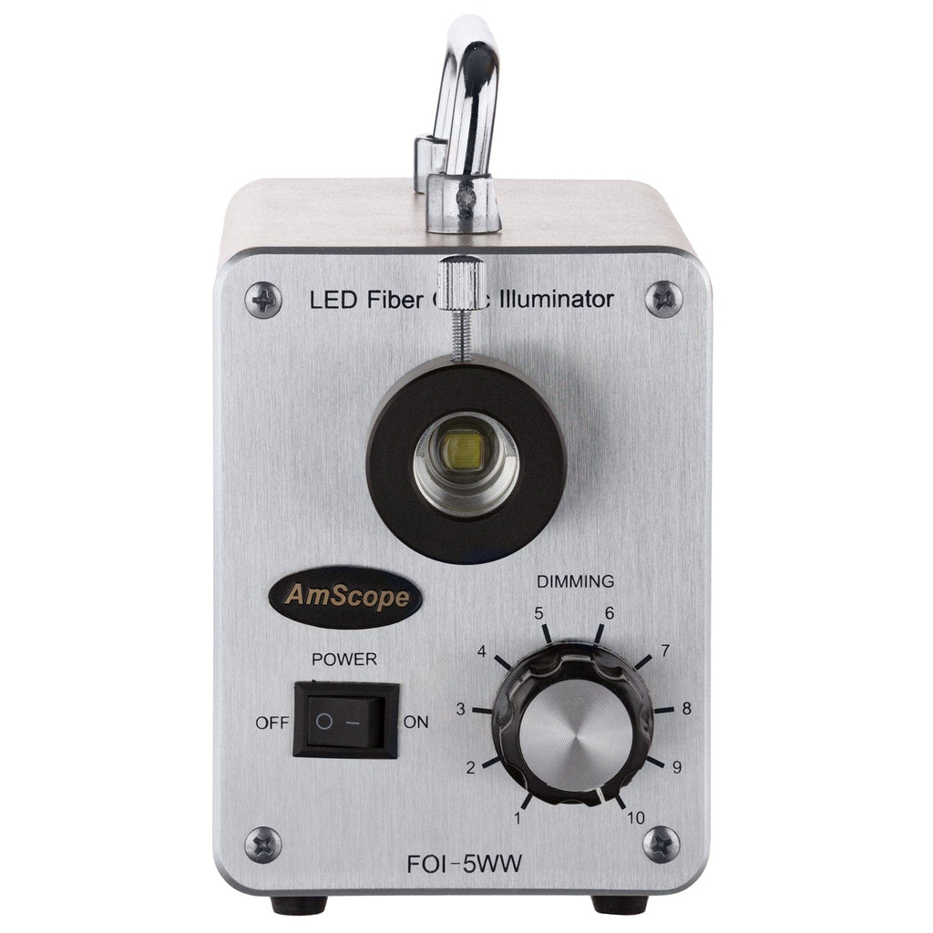 AmScope 50W LED Fiber Optic O-Ring Light Microscope Illuminator