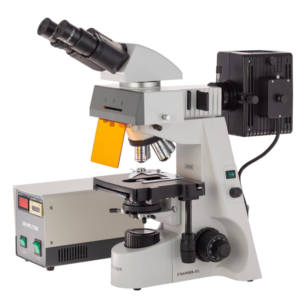 AmScope FM690 Series Upright Epi-fluorescence Binocular Compound Micro