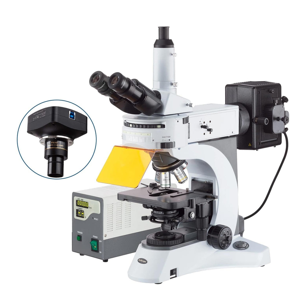 AmScope FM820 Series Epi-fluorescence Trinocular Compound Microscope w