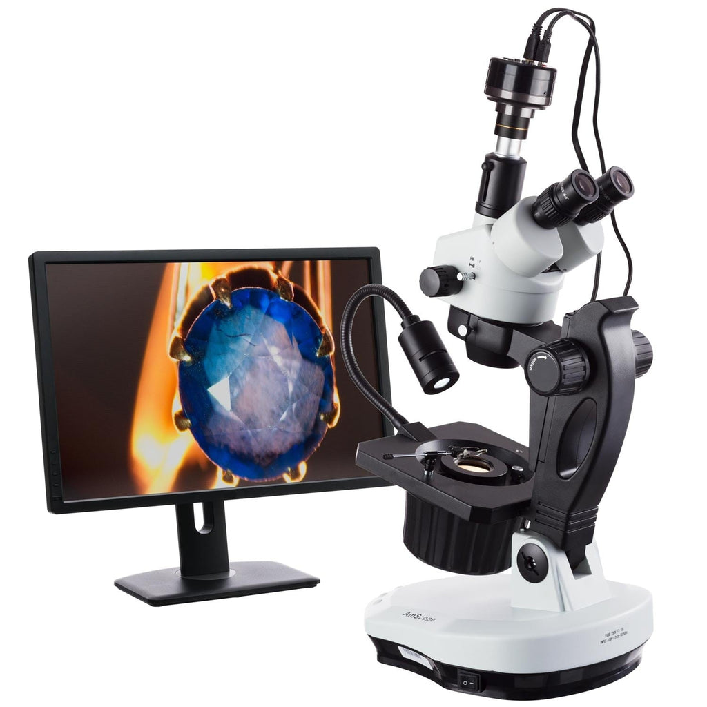 AmScope GM400 Series Advanced Jewel Gem Zoom Trinocular Stereo Microsc