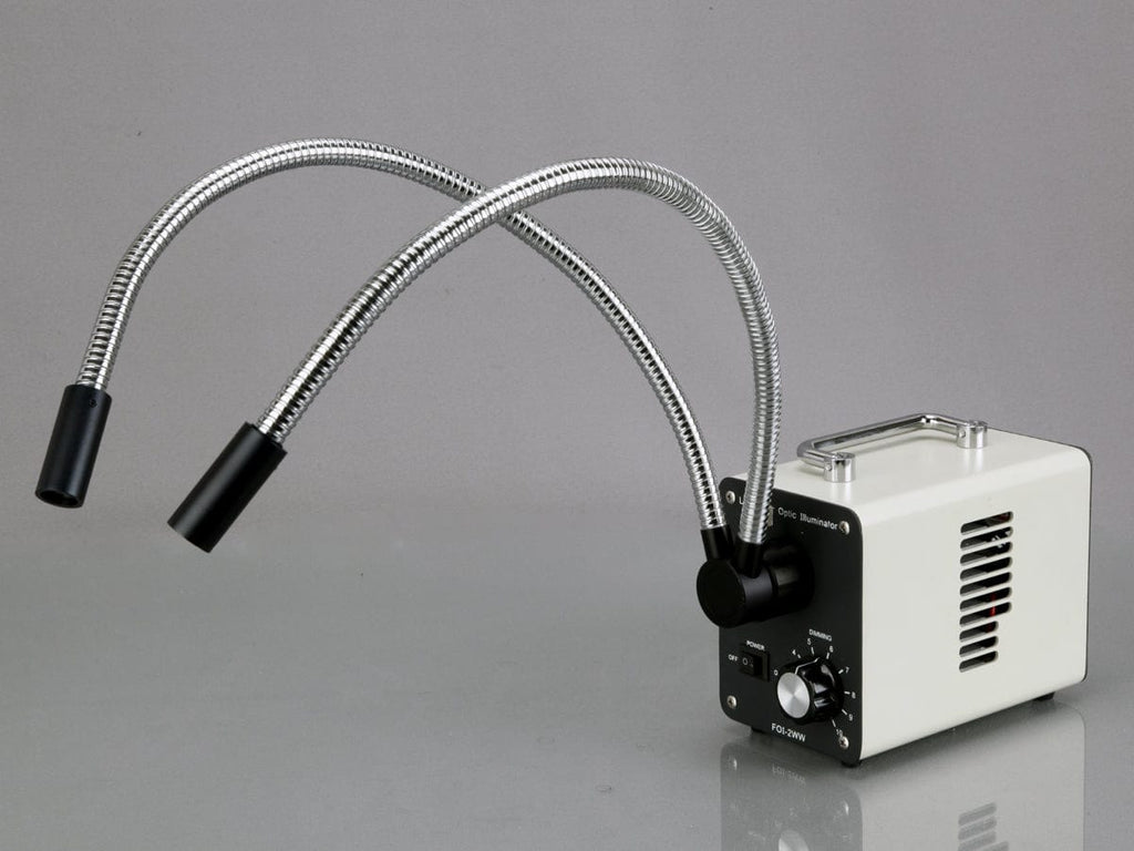 AmScope 20W LED Cold Fiber Optic Illuminator for Microscopes
