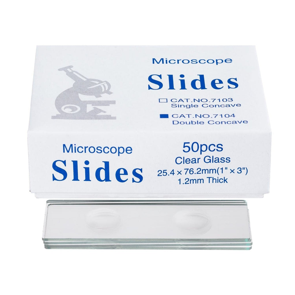 AmScope Double Depression Concave Microscope Slides Pack of 50