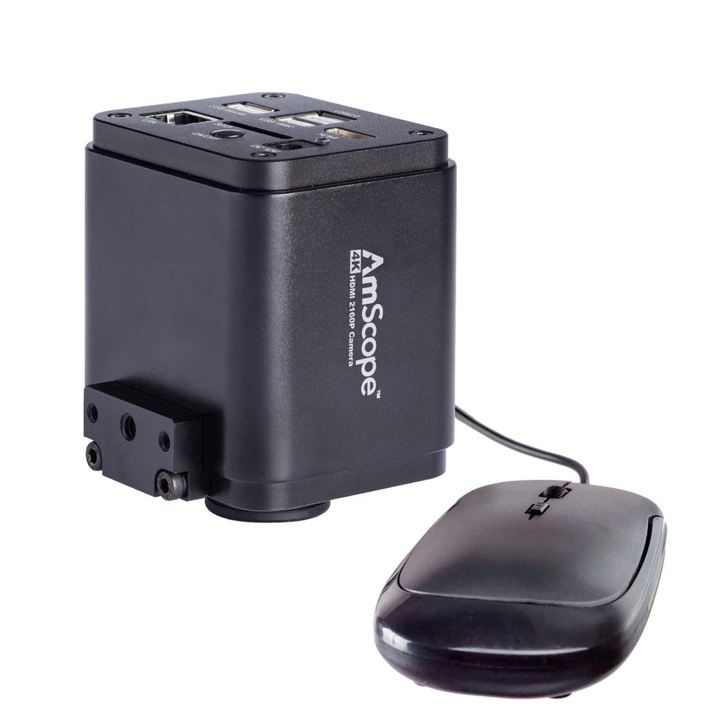 AmScope HD Series 4K 30fps 8MP HDMI, LAN, Wi-Fi Color CMOS C-mount Mic