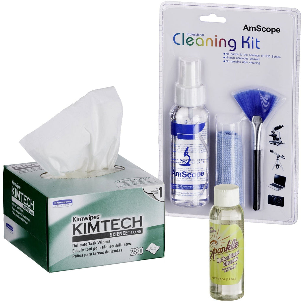 AmScope Microscope and Camera Cleaning Kit for Lenses, Body and TV or