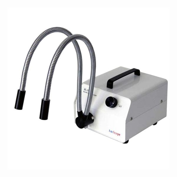 AmScope HL150-AY Fiber-Optic Illuminator Dual Gooseneck with 150W Inca
