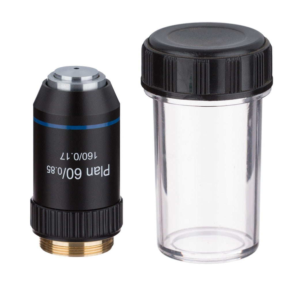 AmScope 60X Plan Achromatic Microscope Objective Lens with Black Finis