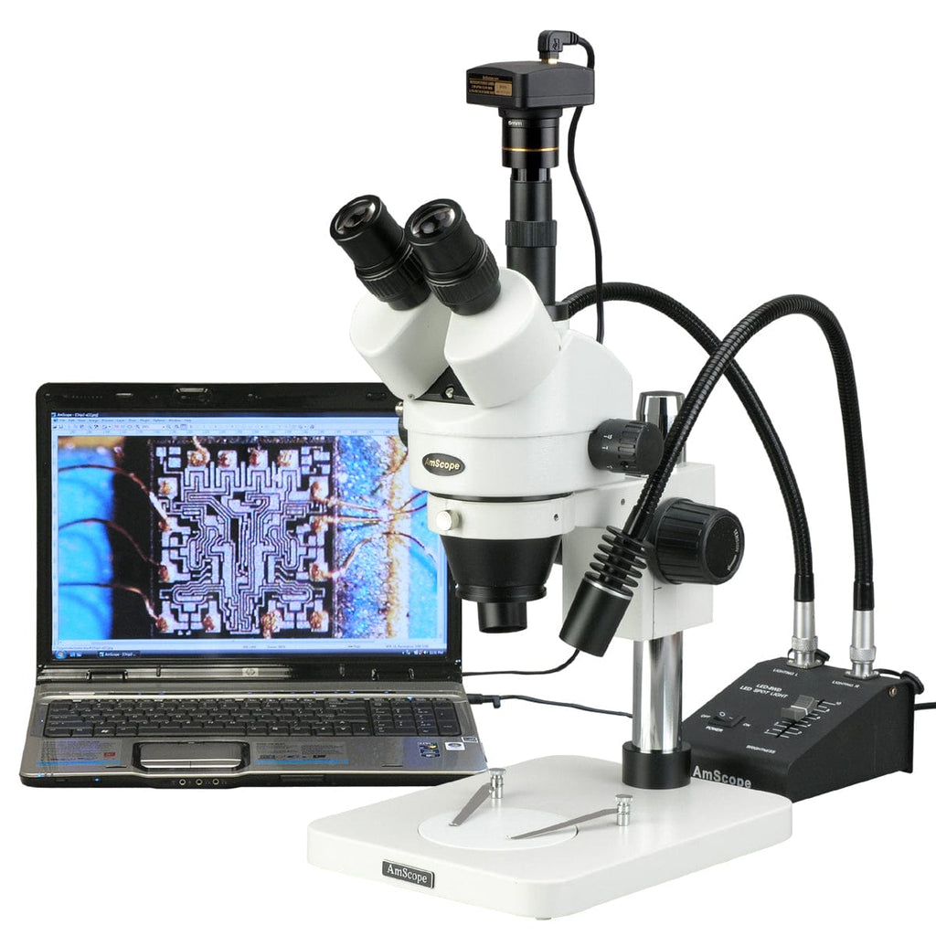 AmScope SM-1T Series Zoom Stereo Microscope 3.5-225X Magnification wit