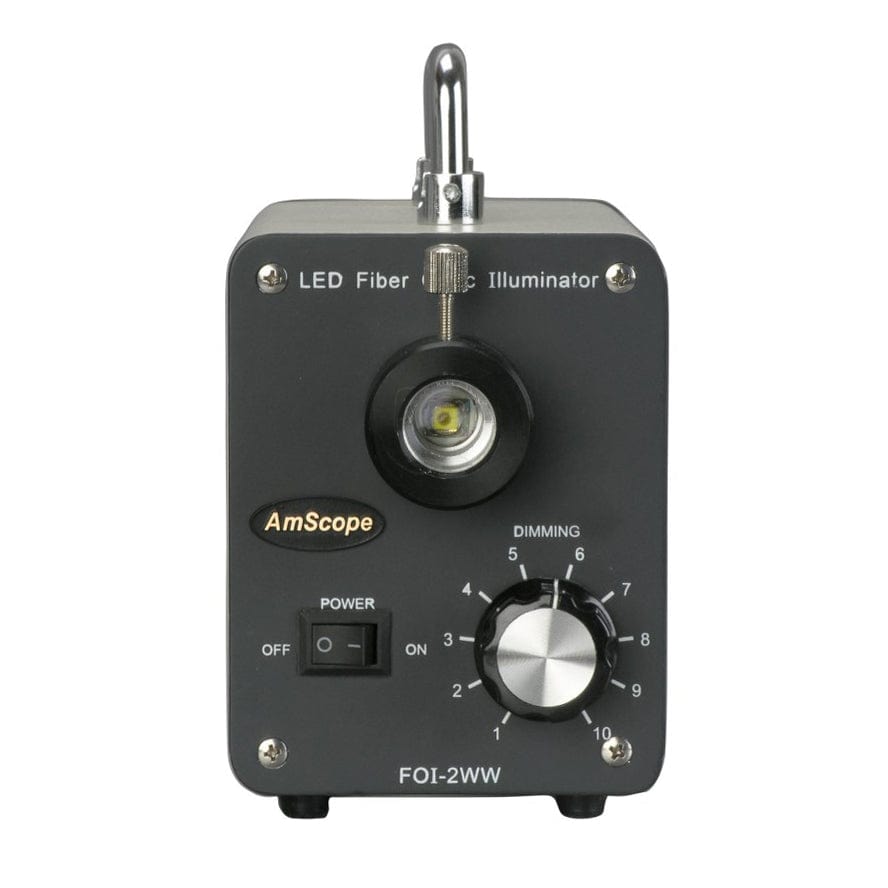 AmScope 20W LED Cold Fiber Optic Illuminator for Microscopes