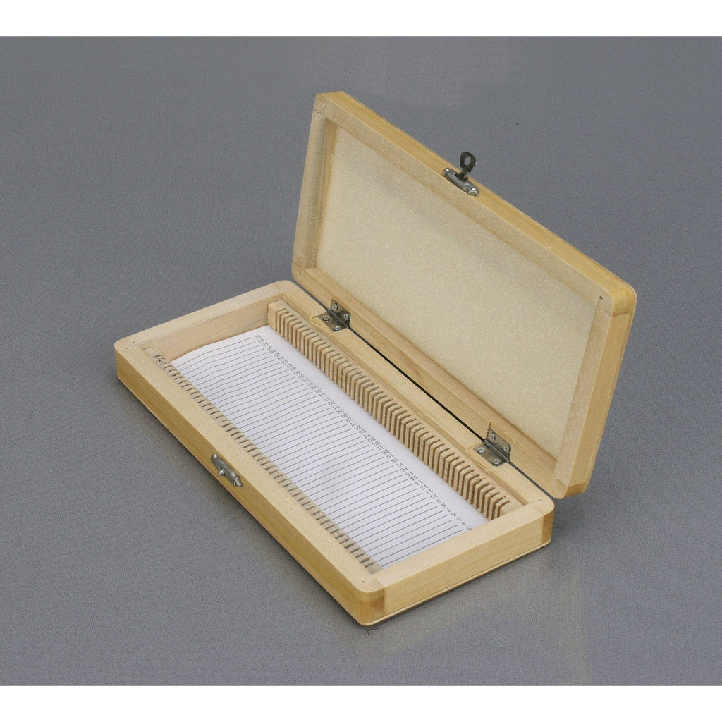 AmScope Microscope Slide Wooden Box Holding 50 Piece Slides