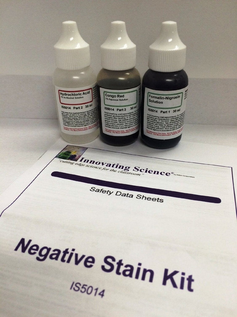 AmScope Negative Stain Kit of Three Chemicals for Preparing Microscope