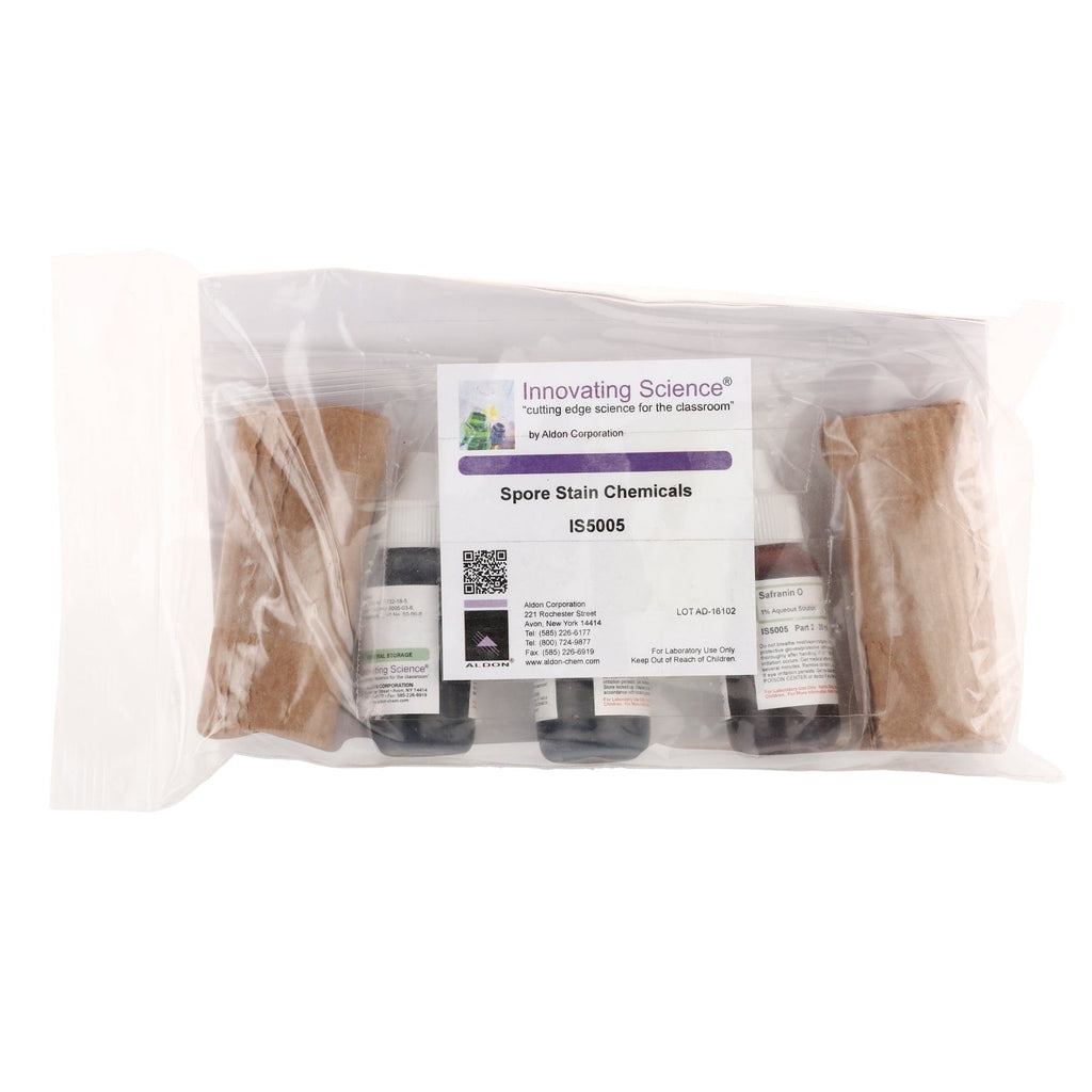 AmScope Spore Stain Kit of Five Chemicals for Preparing Microscope Sli
