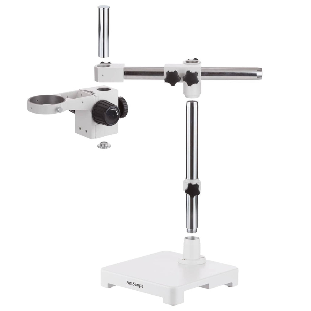 AmScope White Single Arm Boom Stand for Stereo Microscopes - Steel Arm