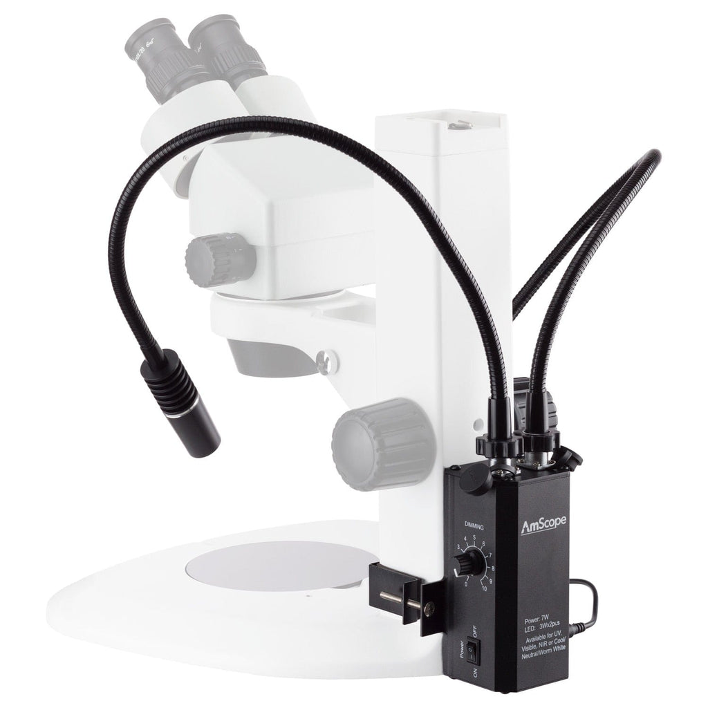 AmScope 6 Watt LED Dual Gooseneck Piggyback Illuminator