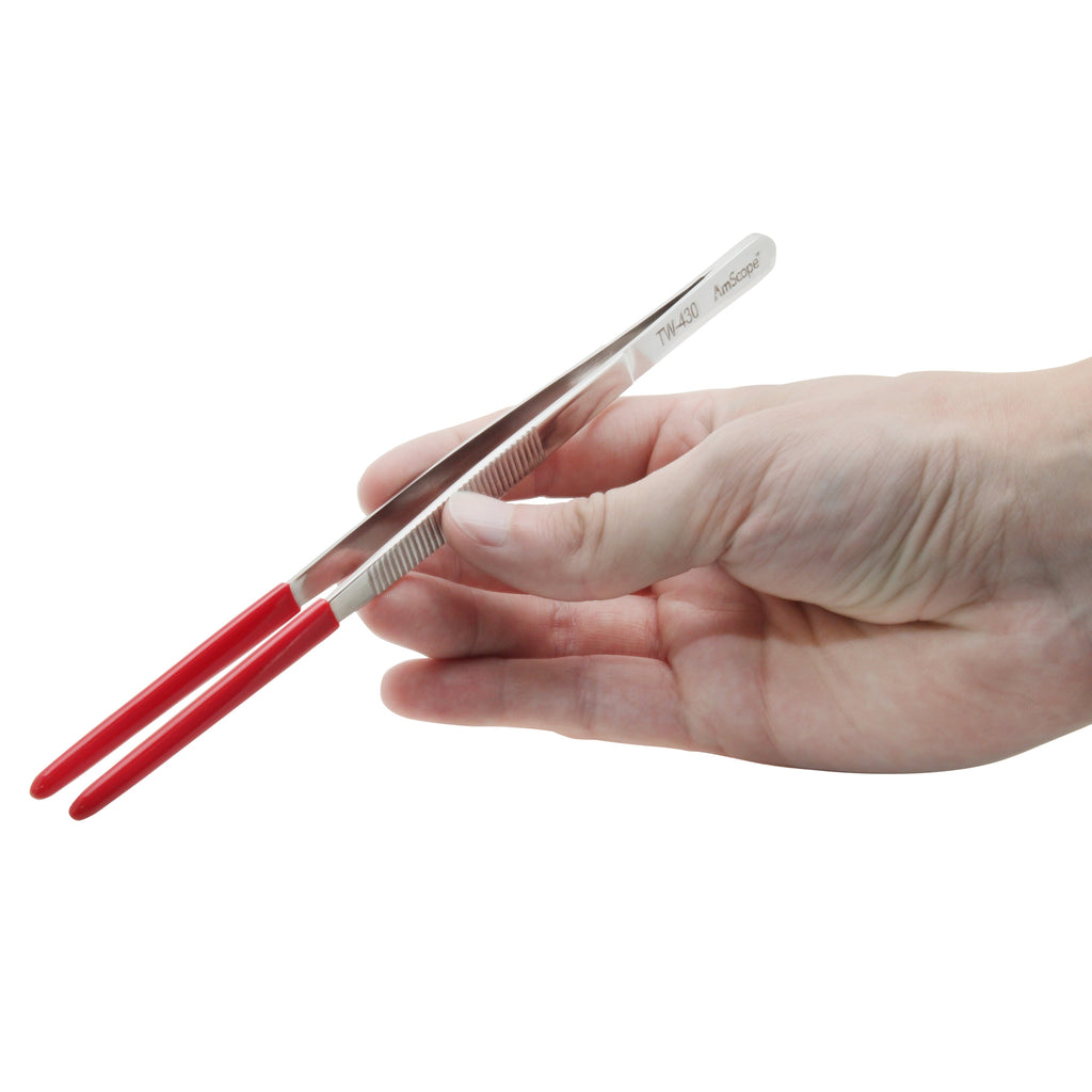 AmScope 8 in. Plastic Coated Tip College Forceps